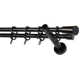 Gardinenstange Garesa "CLASSICO MOLIS", schwarz, L:310cm, Gardinenstangen, Vorhanggarnitur, verl&auml;ngerbar, Wandmontage, Keil, mit Ringe und Haken