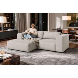 Ecksofa OTTO HOME, B:241cm H:76cm T:168cmhellbeige, 100% Polyester, Sofas, "TIARRA Design-Sofa mit Ottomane recht/links bestellbar, Breite 241 cm",