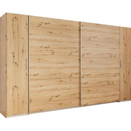 Schwebetürenschrank Rauch "Kleiderschrank Drehtürenschrank Schrank Garderobe KRONACH TOPSELLER", braun (eiche artisan, griffleisten alu), B:354cm H:210cm T:59cm, Holzwerkstoff, Schränke, Schwebetürenschrank, mit Dreh- und Schwebetüren und vielen Einlegeböden MADE IN GERMANY