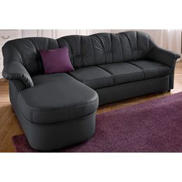 Ecksofa DOMO collection "Flores Schlafsofa, B/T/H: 233/142/86 cm, L-Form", schwarz, B:231cm H:84cm T:142cm, Kunstleder SOFTLUX / Struktur ( 90% Polyester, 10% Polyacryl );NaturLEDER (echtes Rindsleder) in Sitz und R&uuml;cken. Korpus in passendem Kunstleder SOFTLUX bezogen;Microfaser PRIMABELLE (100% Polyester) / Struktur ( 100% Polyester ), Sofas, Ecksofa, wahlweise mit Bettfunktion, wahlweise mit Fed