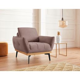 Sessel exxpo - SOFA FASHION "Palic, Loungesessel mit Rückenverstellung, hoher Entspannungskomfort", braun (rasabraun), B:92cm H:87cm T:95cm, Sessel, Einzelsessel, inklusive Rückenverstellung
