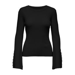 Strickpullover Only "ONLNATASCHA LS O-NECK PEARL CC KNT", Damen, Gr. S (36), schwarz (schwarz detail:weiß pearls), Strick, Obermaterial: 80% Viskose, 20% Nylon, unifarben, regular fit, Rundhals, Pullover