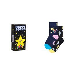 Socken Happy Socks "Shooting Star", Damen, Gr. 24 (26), blau (schwarz, marine), Baumwolle, Elasthan, Polyamid, gemustert, kontrastfarbene Details, Socken