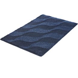 Badematte Kleine Wolke "&raquo;Onda&laquo;", navy, H:15mm, Polyacryl, Badematten, Badematte, Badteppich, modernes Ton in Ton Wellendesign, flauschig