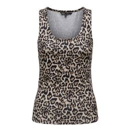 Tanktop Only "ONLLONE AOP LEO 2-WAY S/L TOP JRS", Damen, Gr. XS (34), weiß (cloud dancer aop:leo aop), Jersey, Obermaterial: 89% Polyester, 11% Elasthan, animal-print, bedruckt, regular fit normal, Rundhals, Tops, MIt tiefem Ausschnitt vorne oder hinten zu tragen