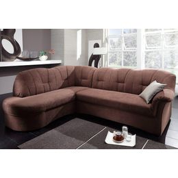 Ecksofa DOMO collection "Papenburg, zeitlose R&uuml;ckensteppung, elegante Armlehne, L-Form", braun (schoko), B:241cm H:84cm T:178cm, Kunstleder SOFTLUX;Luxus-Microfaser (100% Polyester);Struktur ( 90% Polyester, 10% Polyacryl);Microfaser PRIMABELLE (100% Polyester), Sofas, Ecksofa, mit Ottomane, wahlweise mit Bettfunktion, OTTOs Choice, Topseller