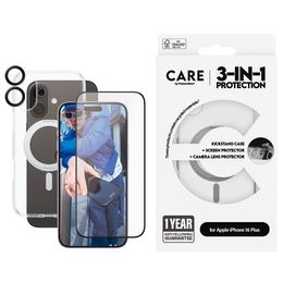 CARE BY PANZERGLASS Displayschutzglas "3-in-1 Protection, Ceramic Glass, Kickstand Case, Lens Cover", schwarz (transparent, silber, schwarz), B:11cm H:2,6cm T:19,6mm, Displayfolien, Displayschutzfolie, Schutzfolie, Bildschirmschutz, kratz- & stoßfest