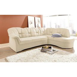 Ecksofa DOMO collection "Papenburg, zeitlose R&uuml;ckensteppung, elegante Armlehne, L-Form", beige (creme), B:241cm H:84cm T:178cm, Kunstleder SOFTLUX;Luxus-Microfaser (100% Polyester);Struktur ( 90% Polyester, 10% Polyacryl);Microfaser PRIMABELLE (100% Polyester), Sofas, Ecksofa, mit Ottomane, wahlweise mit Bettfunktion, Topseller