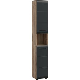 Stauraumschrank Inosign, nox oak nb, schwarz matt, B:30cm H:185cm T:30cm, MDF, Spanplatte, Schränke, Florenz, Badschrank Hoch Nox Oak NB, 185 cm Höhe
