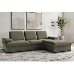 Sit & More Ecksofa SIT & MORE, gr&uuml;n (olive), B:247cm H:82cm T:171cm, 100% Polyester, Sofas, Ecksofa, mit Armteilverstellung, optional Bettfunktion
