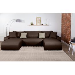 Wohnlandschaft Collection AB, B:314cm H:41cm T:169cmmacchiato, 100%Polyester, Sofas, "Paola U-Form, Breite 314 cm", Wohnlandschaft,2