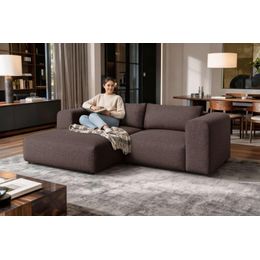 Ecksofa OTTO HOME, B:241cm H:76cm T:168cmbraun, 100% Polyester, Sofas, "TIARRA Design-Sofa mit Ottomane recht/links bestellbar, Breite 241 cm",