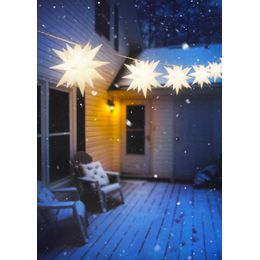 IC WINTERWORLD LED-Lichterkette "Weihnachtsdeko aussen", weiß, Dioden 10 Stk. Flammen 10 Stk., Kabellänge 1m x Gesamtlänge 4,15m, Lichterketten, Sterne mit 19 Spitzen, ca. 12 cm groß