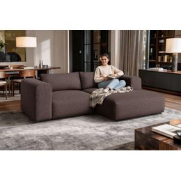 Ecksofa OTTO HOME, B:241cm H:76cm T:168cmbraun, 100% Polyester, Sofas, "TIARRA Design-Sofa mit Ottomane recht/links bestellbar, Breite 241 cm",