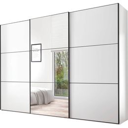 Schwebet&uuml;renschrank STAUD "Includo, Made in Germany", dekor wei&szlig;, B:280cm H:222cm T:68cm, Holzwerkstoff, Schr&auml;nke, Schwebet&uuml;renschrank, Mit Spiegelt&uuml;re und vier verschiedenen Ausstattungsvarianten