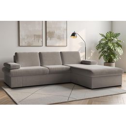 Sit & More Ecksofa SIT & MORE "Moreno L-Form, B: 247 cm", grau (taupe), B:247cm H:82cm T:171cm, 100% Polyester, Sofas, Ecksofa, mit Armteilverstellung, optional Bettfunktion