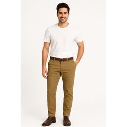Jack & Jones PlusSize Chinohose "JPSTMARCO FRANCO CHINO W BELT PLS", Herren, Gr. 44 (5XL), L&auml;nge 32, braun (elmwood), Web, Obermaterial: 98% Baumwolle, 2% Elasthan, JACK & JONES PLUSSIZE, unifarben, slim fit kn&ouml;chellang, Hosen Chinohose