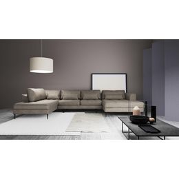 Wohnlandschaft Trendmanufaktur "Luzi, gem&uuml;tliches Sofa, extra viel Platz, viele Kissen, OTTOs Choice", grau (cloud gray), B:361cm H:80cm T:203cm, 100% Polyester, Sofas, Wohnlandschaft, Designsofa mit tollem Sitzkomfort, Metallf&uuml;&szlig;e schwarz, Breite 361 cm