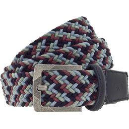 Flechtg&uuml;rtel Mustang, Herren, Gr. 120, bunt (multicolor), Materialmix, Flechtoptik, mehrfarbig, G&uuml;rtel, Elastisch in Flechtoptik, mit markanten Lederdetails, 3,5 cm