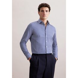 Businesshemd Seidensticker "Schwarze Rose", Herren, Gr. S (38), normale &Auml;rmell&auml;ngen, blau (dunkelblau), 100% Baumwolle, gestreift, slim fit, 2-Knopf-Manschette, Hemden, Slim 1/1 Kentkragen Gestreift
