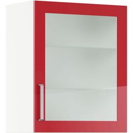 Glashängeschrank IMPULS KÜCHEN ""Turin", Breite/Höhe: 50 oder 60/72,3 cm", rot (rot hochglanz), B:60cm H:72,3cm T:34,5cm, Glas, Holzwerkstoff, Schränke, vormontiert, mit Glasdrehtür, mit verstellbarem Glasfachboden
