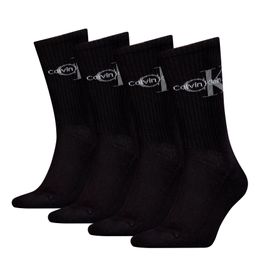 Socken Calvin Klein Jeans "CKJ MEN SOCK 4P MONOGRAM ECOM", Damen, Gr. 39-42, schwarz, Baumwollmischung, Socken, mit Logo am Schaft