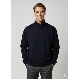 Sweater Selected Homme "SLHZREG-DAN SWEAT HALF ZIP", Herren, Gr. L, schwarz sapphire, angeraute Sweatware, Obermaterial: 65% Baumwolle, 35% Polyester, unifarben, regular fit, hoch geschlossener Ausschnitt, Rippbündchen, Sweatshirts