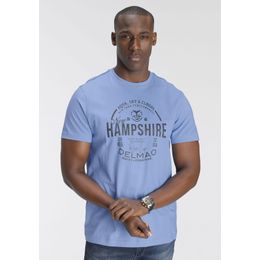 T-Shirt DELMAO, Herren, Gr. L (52/54), blau (hellblau), Single Jersey, Obermaterial: 100% Baumwolle, bedruckt, normal, Rundhals, Shirts, Kurzarm, lässige Passform, mit peppigem Print, aus Baumwolle