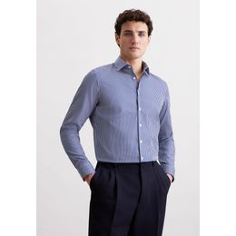 Businesshemd Seidensticker "Schwarze Rose", Herren, Gr. S (38), normale &Auml;rmell&auml;ngen, dunkelblau, 100% Baumwolle, gestreift, skinny fit, 2-Knopf-Manschette, Hemden, X-Slim 1/1 Kentkragen Gestreift