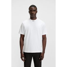 T-Shirt BOSS Green "Tee Collar Zone", Jungen, Gr. 3XL, wei&szlig; (wei&szlig;100), Single Jersey, Obermaterial: 95% Baumwolle, 5% Elasthan, unifarben, relaxed fit normal, Rundhals, Shirts T-Shirt, mit Logo am Ausschnitt