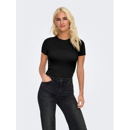 Kurzarmshirt Only "ONLVAL – Basic-Shirt mit Stretchkomfort für jeden Tag", Damen, Gr. L, schwarz, Jersey, Obermaterial: 95% Baumwolle, 5% Elasthan, unifarben, regular fit, Rundhals, Shirts, regular fit, modisch, Jersey, Baumwollmischung, Rundhals