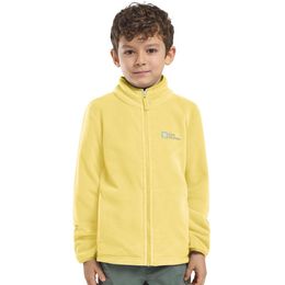 Fleecejacke Jack Wolfskin "TAUNUS JACKET K", Jungen, Gr. 140, lemon ice, Fleece, Obermaterial: 100% Polyester, normal, mit Gummizug, Jacken, Winddicht, wärmend, atmungsaktiv, Übergangsjacke, für Kinder