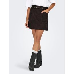 Minirock Only "ONLDIANE HEIDI LIFE FAUX SUEDE SKIRT OTW", Damen, Gr. L (40), mole, Web, Obermaterial: 92% Polyester, 8% Elasthan, unifarben, kurz, Röcke