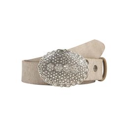Lederg&uuml;rtel RETTUNGSRING G&Uuml;RTEL, Damen, Gr. 11,5, grau (hellgrau), Leder, unifarben, G&uuml;rtel Lederg&uuml;rtel, mit austauschbarer Schlie&szlig;e &raquo;Oval Nieten Mit Strass&laquo;