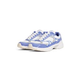 Tommy Jeans Damen Keilsneaker "ARCHIVE '25", Gr. 37weiß, blau, Lederimitat, Schuhe, Freizeitschuh, Halbschuh, Schnürschuh mit reflektierenden Details