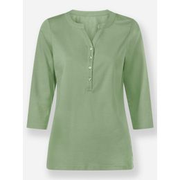 WITT Damen 3/4-Arm-Shirt mit offenem V, eucalyptus, Gr&ouml;&szlig;e 38