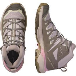 Outdoorschuh Salomon "X ULTRA 360 EDGE MID GORE-TEX W", Damen, Gr. 41, iron, hushed violet, transparent gelb, Synthetik, Textil, Schuhe, wasserdicht