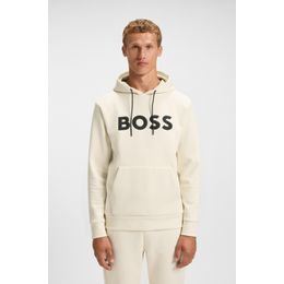 Kapuzensweatshirt BOSS Green "Soody Zone", Herren, Gr. S, open wei&szlig;131, Sweatware, Obermaterial: 62% Baumwolle, 33% Polyester, 5% Elasthan, unifarben, regular fit normal, Rundhals, B&uuml;ndchen, Sweatshirts, mit K&auml;ngurutasche, regular fit, Logodruck