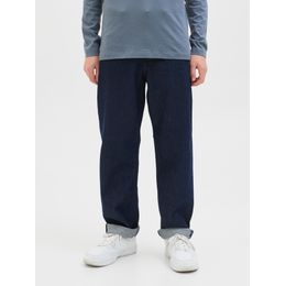 Jack & Jones Relax-fit-Jeans JACK & JONES JUNIOR "JJICHRIS JJORIGINAL SQ 268 JNR", Kinder, Gr. 146, N-Gr, blau (blau denim), Denim/Jeans, Obermaterial: 100% Baumwolle, unifarben, loose fit knöchellang, Jeans