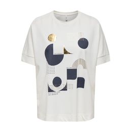 Kurzarmshirt Only "ONLJANY S/S O-NECK PRINT TOP BOX JRS", Damen, Gr. M, cloud dancer print:philosophic, Jersey, Obermaterial: 53% Viskose, 47% Nylon, bedruckt, Rundhals, angesetztes Bündchen, Shirts