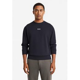 Sweatshirt BOSS Green "Stenson", Herren, Gr. L, blau (dunkelblau403), Sweatware, Obermaterial: 62% Baumwolle, 33% Polyester, 5% Elasthan, unifarben, oversize normal, Rundhals, Bündchen, Sweatshirts, oversize fit, Rundhalsausschnitt