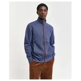 Gant f&uuml;r Herren. 2028042 Sacker Rib Zip Strickjacke Navy (3XL), L&auml;ssig, Baumwolle, Marine