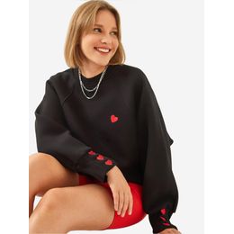 Bianco Lucci Sweatshirt Damen Gr&ouml;&szlig;e L rot / schwarz