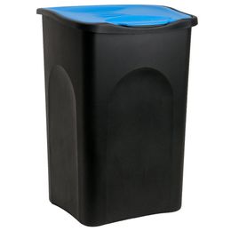 Stefanplast Mülleimer Schwarz/Blau Kunststoff 50L