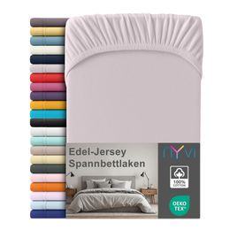 NYVI Edel Jersey Spannbettlaken Deluxe f&uuml;r Matratzen bis 25 cm Stegh&ouml;he - 100% Baumwolle supergek&auml;mmt, 140g/m&sup2;, Rundumgummizug Gr&ouml;&szlig;e:180-200 x 200 cm;Farbe:Platin