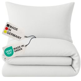 NYVI Biber Winter Bettw&auml;sche Deluxe mit Rei&szlig;verschluss - Flauschige Bettgarnitur, 100% Baumwolle, 145g/m&sup2;, Einlaufschutz Farbe:Wei&szlig;;Gr&ouml;&szlig;e:155x220 cm