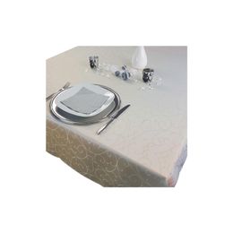 NYVI Tafeldecke Premium 150x250 cm mit edlen Ornamenten Farbe:Ecru