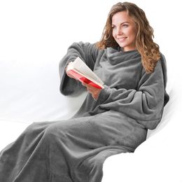 NYVI Ärmeldecke CozyWear XXL 150x240 cm - Luxus TV Decke mit Ärmeln - Extragroße & Extraflauschige tragbare Kuscheldecke Farbe:Grau;Größe:150x240 cm (1x)
