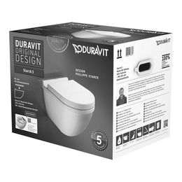 Duravit Wand-WC, Tiefspüler-Set Starck 3 mit WC-Sitz, Rimless, weiß (45270900A1)