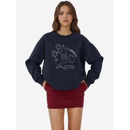 Hiccup Sweatshirt Damen Gr&ouml;&szlig;e L nachtblau / wei&szlig;